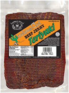 buffalo bills 18oz teriyaki western cut big slab beef jerky (15 beef jerky slabs per bag)