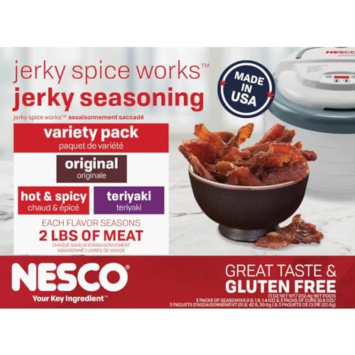 NESCO BJV-6, Jerky Spice Works, 3 Flavors Variety Pack, Packaging May Vary, 6 Piece Assortment