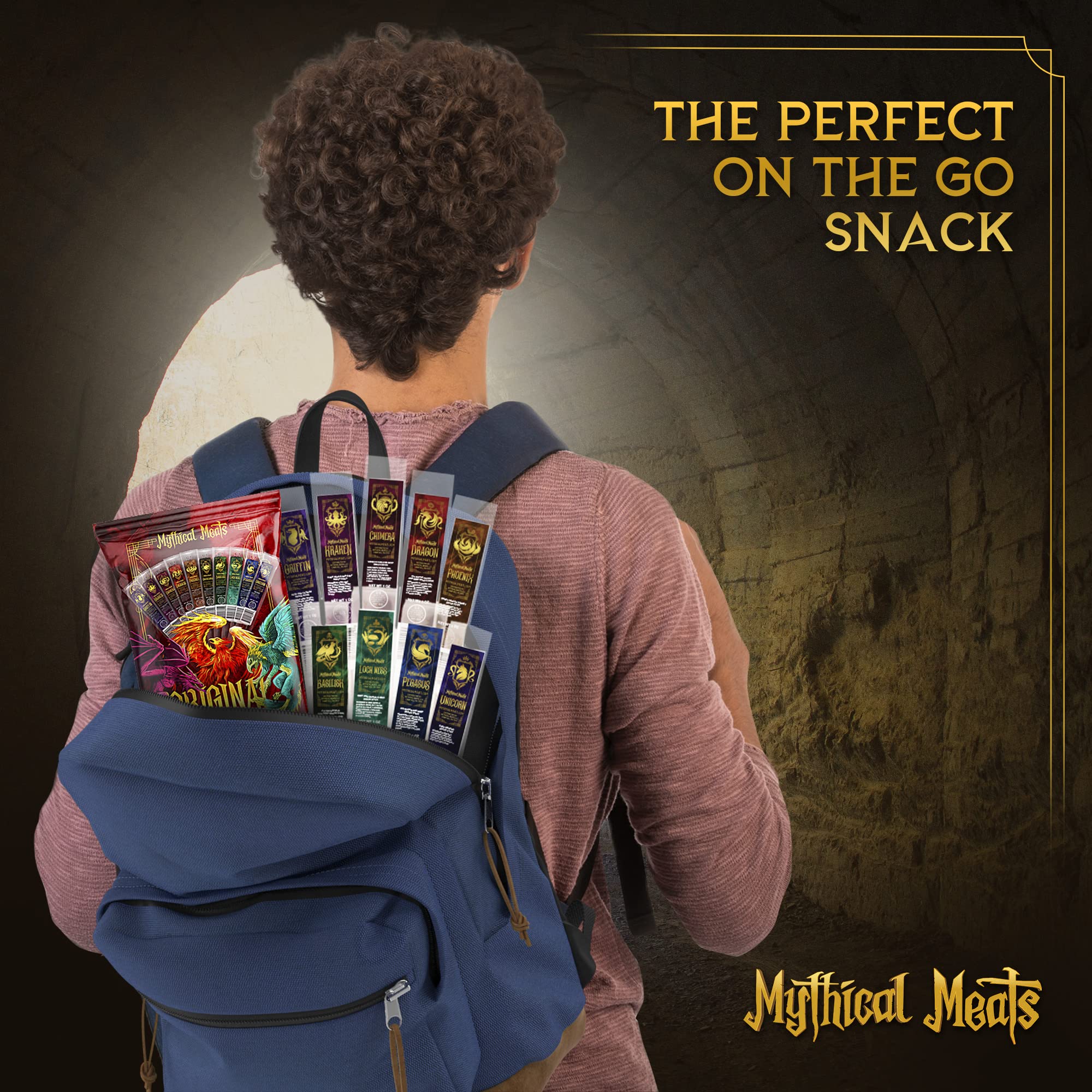 Mythical Meats Original Exotic Flavor Sampler Pack – 10 Exotic Game and Beef Snack Sticks – Dried & Dehydrated Meats Seasoned to Perfection – High Protein Snacks