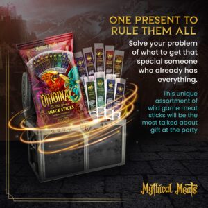 Mythical Meats Original Exotic Flavor Sampler Pack – 10 Exotic Game and Beef Snack Sticks – Dried & Dehydrated Meats Seasoned to Perfection – High Protein Snacks