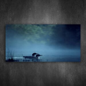 canvas wall art pair of loons on foggy pond painting poster print pictures on canvas framed giclee artwork ready to hang for home office wall decor