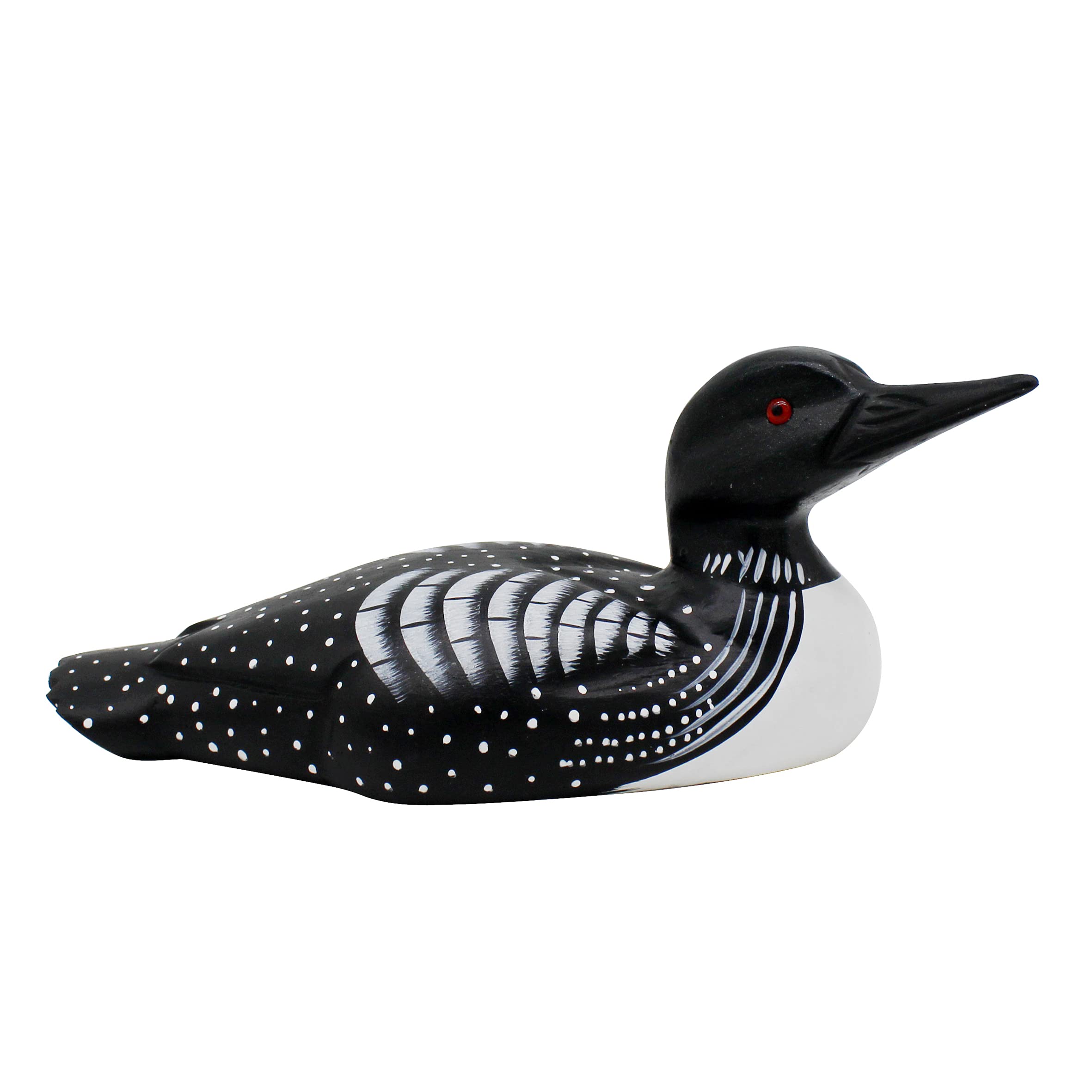 CVHOMEDECO. Primitives Hand Engraving and Painted Wood Loon Farmhouse Figurine Decorative Accent, 10-1/4 Inch