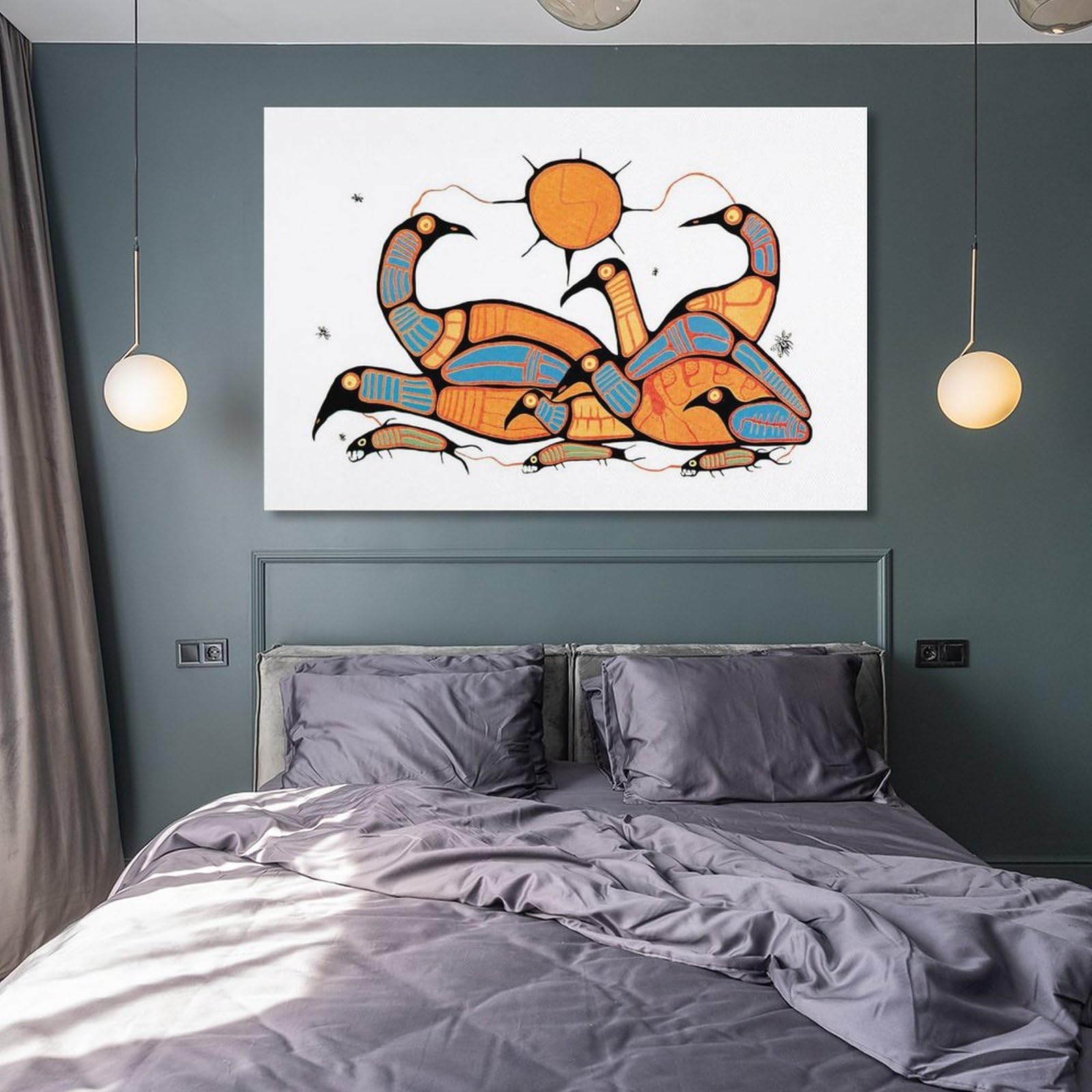 Loon Family by Norval Morrisseau Prints Poster Wall Art Picture Painting Poster Canvas Print Posters Artworks Bedroom Living Room Decor 12x18inch(30x45cm)