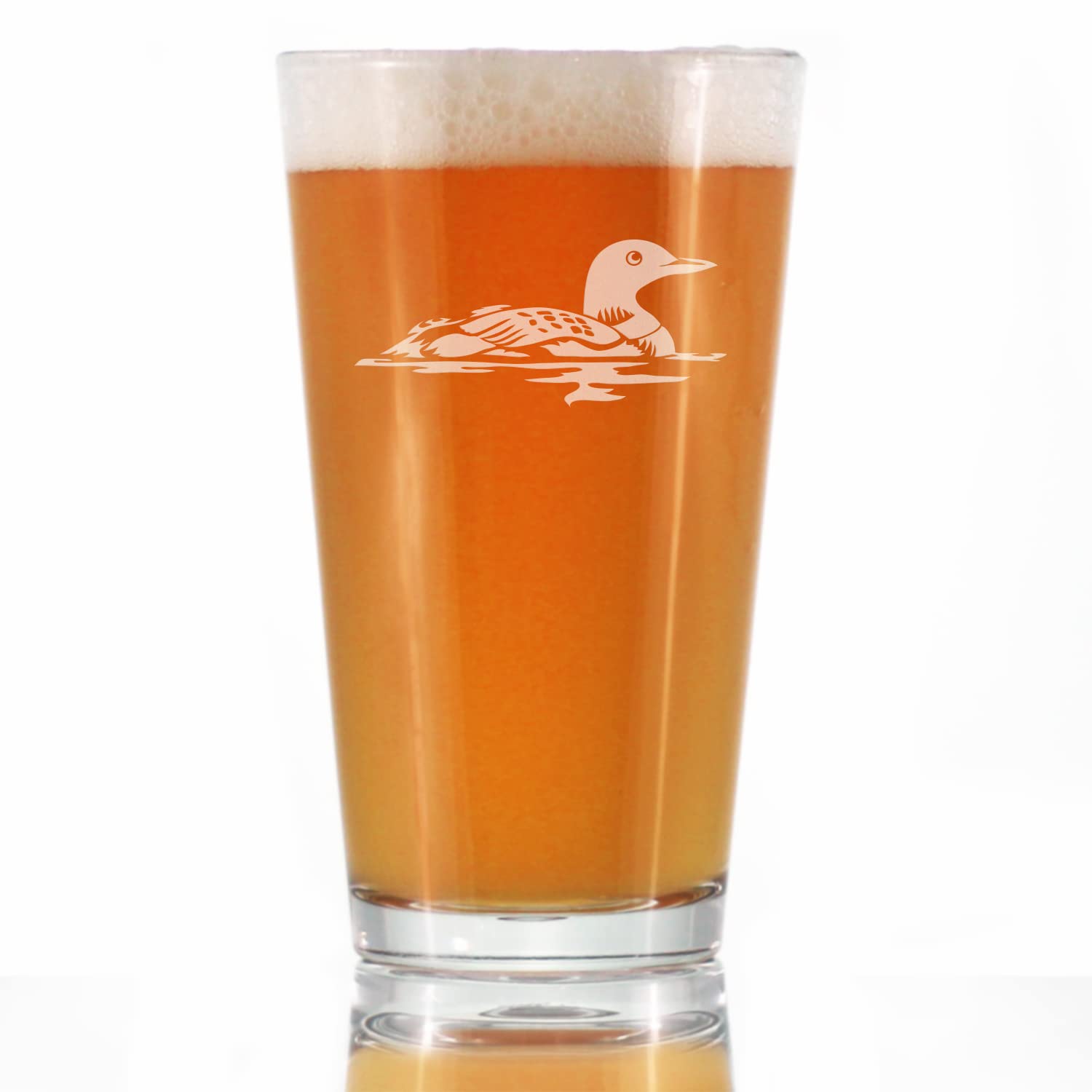 Loon Pint Glass for Beer - Fun Bird Themed Gifts and Decor for Men & Women - 16 oz Glasses