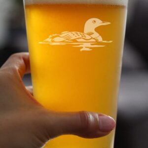 Loon Pint Glass for Beer - Fun Bird Themed Gifts and Decor for Men & Women - 16 oz Glasses