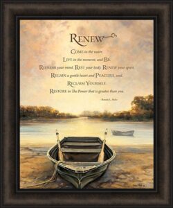 home cabin décor renew by bonnie mohr 20x24 boat lake inspirational quote framed art print picture