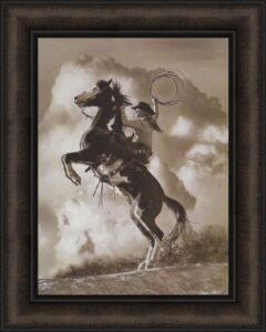 home cabin décor buckeye beauty by barry hart 16x20 western cowgirl horse black & white photo framed art print picture