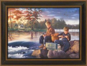 fishing buddies by charles freitag 12x16 children boys art print wall décor framed picture