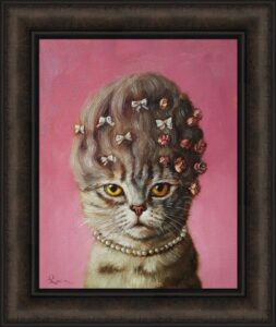 home cabin décor marie catoinette by lucia heffernan 16x19 humorous antoinette spoof cat hair updo funny art framed print picture