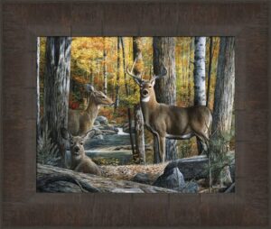 home cabin décor broken silence ii by kevin daniel 11x13 deer buck doe autumn leaves framed art print picture