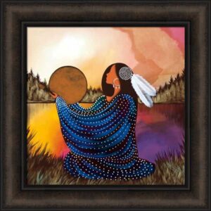 heartbeat by betty albert 18x18 native american indian drum lake colorful framed art print wall décor picture