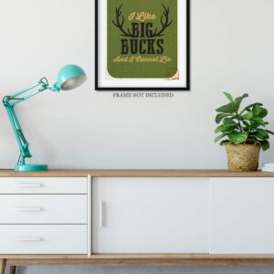 Govivo I Like Big Bucks And I Cannot Lie - Wall Decor Art Print with a green background - 8x10 unframed artwork printed on photograph paper