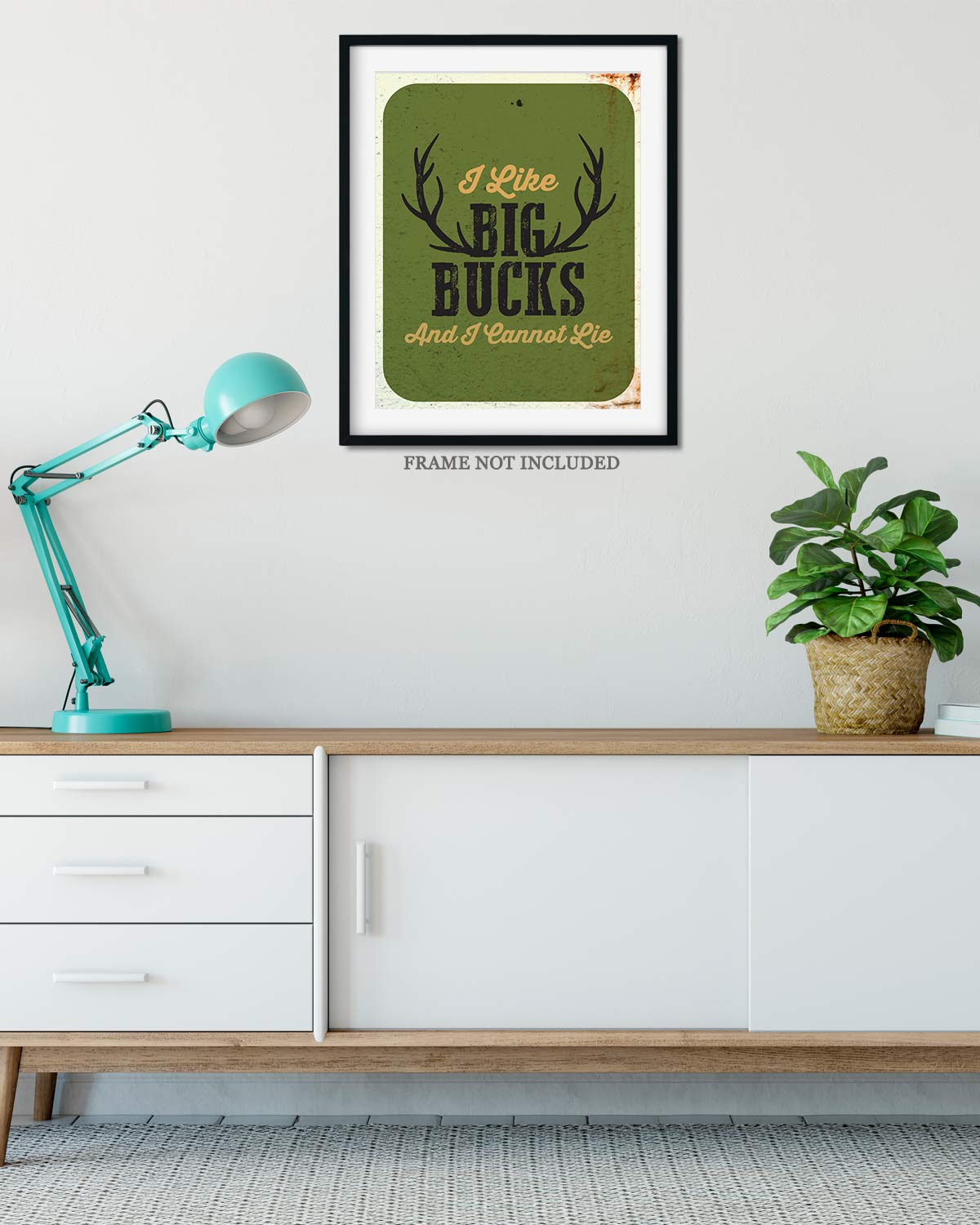 Govivo I Like Big Bucks And I Cannot Lie - Wall Decor Art Print with a green background - 8x10 unframed artwork printed on photograph paper