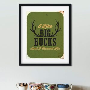 Govivo I Like Big Bucks And I Cannot Lie - Wall Decor Art Print with a green background - 8x10 unframed artwork printed on photograph paper