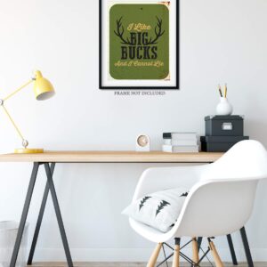 Govivo I Like Big Bucks And I Cannot Lie - Wall Decor Art Print with a green background - 8x10 unframed artwork printed on photograph paper