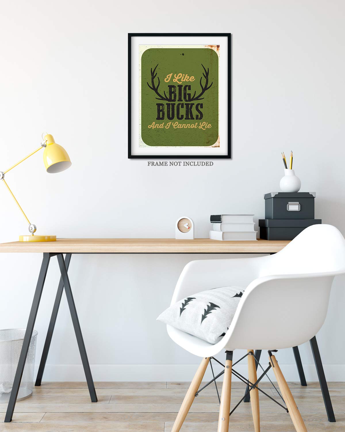 Govivo I Like Big Bucks And I Cannot Lie - Wall Decor Art Print with a green background - 8x10 unframed artwork printed on photograph paper