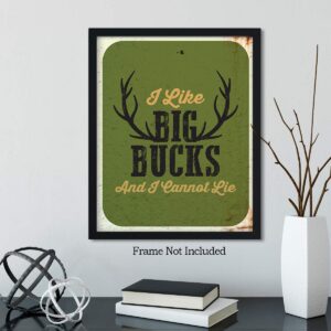 Govivo I Like Big Bucks And I Cannot Lie - Wall Decor Art Print with a green background - 8x10 unframed artwork printed on photograph paper