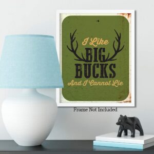 Govivo I Like Big Bucks And I Cannot Lie - Wall Decor Art Print with a green background - 8x10 unframed artwork printed on photograph paper