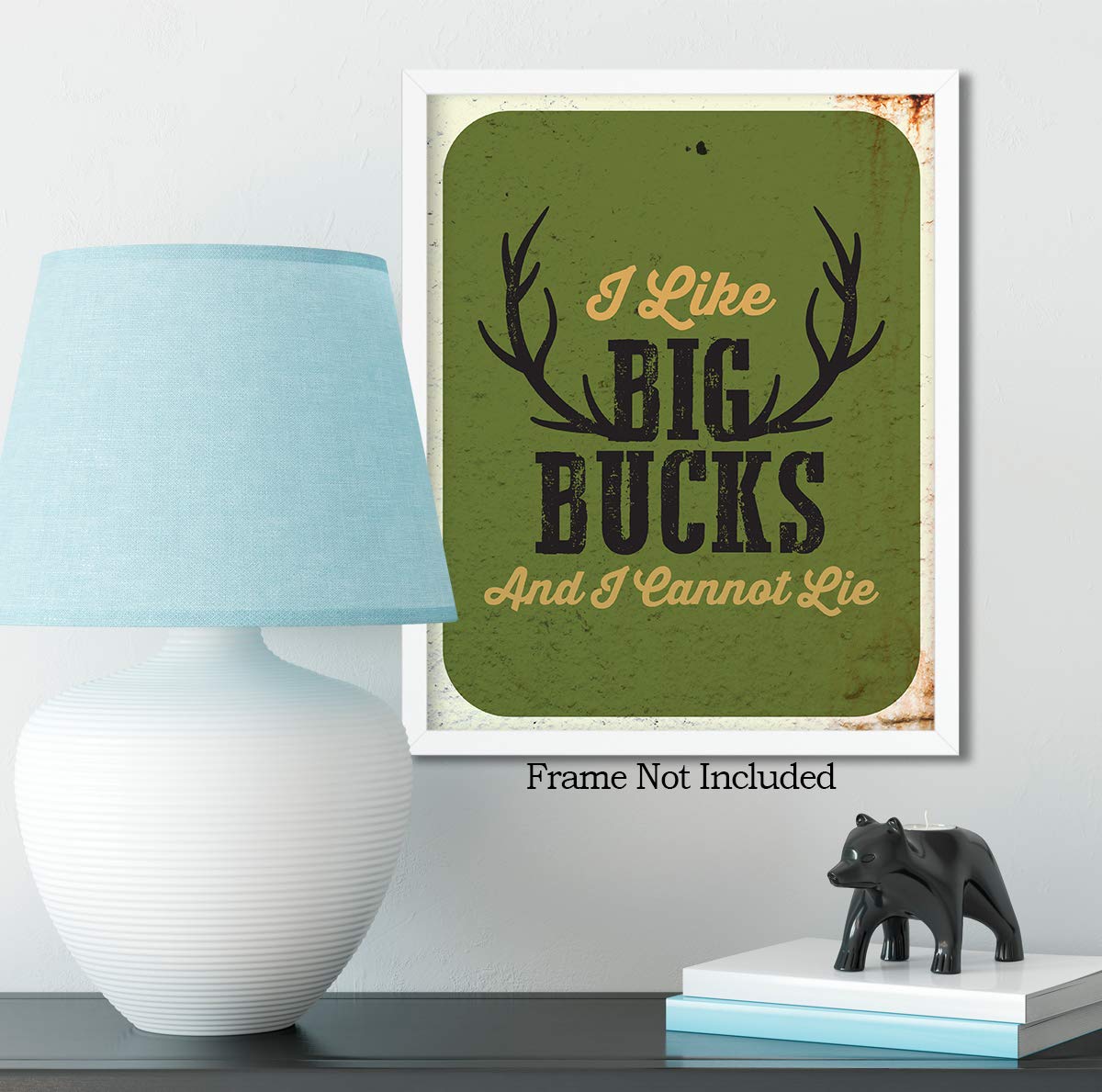 Govivo I Like Big Bucks And I Cannot Lie - Wall Decor Art Print with a green background - 8x10 unframed artwork printed on photograph paper