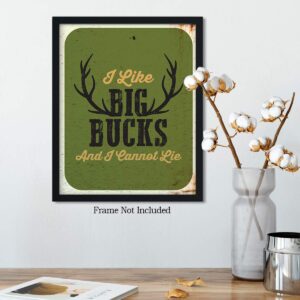 Govivo I Like Big Bucks And I Cannot Lie - Wall Decor Art Print with a green background - 8x10 unframed artwork printed on photograph paper