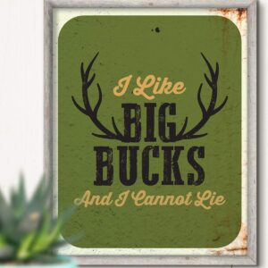 Govivo I Like Big Bucks And I Cannot Lie - Wall Decor Art Print with a green background - 8x10 unframed artwork printed on photograph paper