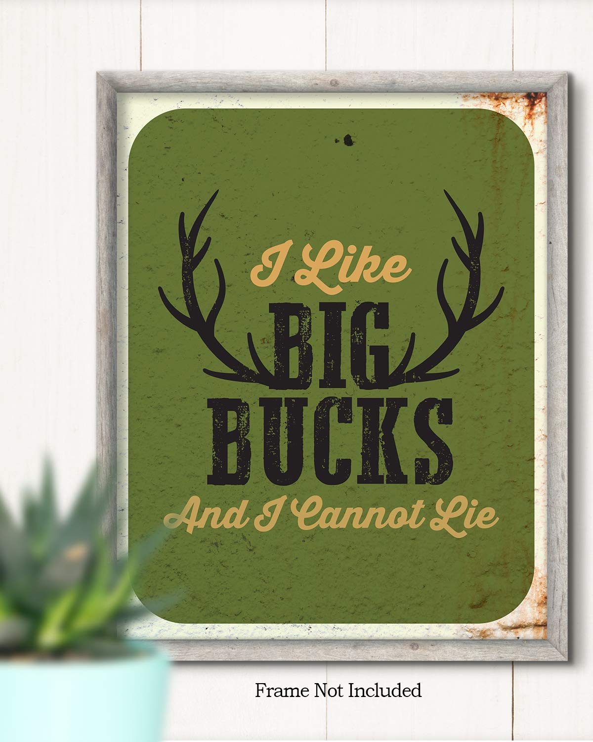 Govivo I Like Big Bucks And I Cannot Lie - Wall Decor Art Print with a green background - 8x10 unframed artwork printed on photograph paper