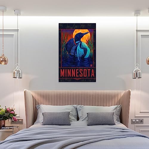 AAHARYA Modern Art Poster Minnesota Moondance Loon Art Print Poster Wall Art Decor Canvas Painting Posters And Prints Wall Art Pictures for Living Room Bedroom Decor 08x12inch(20x30cm) Unframe-style