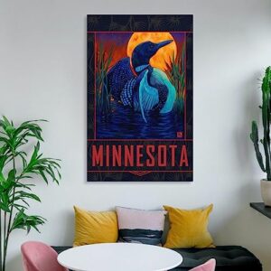 AAHARYA Modern Art Poster Minnesota Moondance Loon Art Print Poster Wall Art Decor Canvas Painting Posters And Prints Wall Art Pictures for Living Room Bedroom Decor 08x12inch(20x30cm) Unframe-style