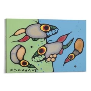 little loon dances with fish spirit by norval morrisseau prints poster canvas art poster and wall art picture print modern family bedroom decor posters 08x12inch(20x30cm)