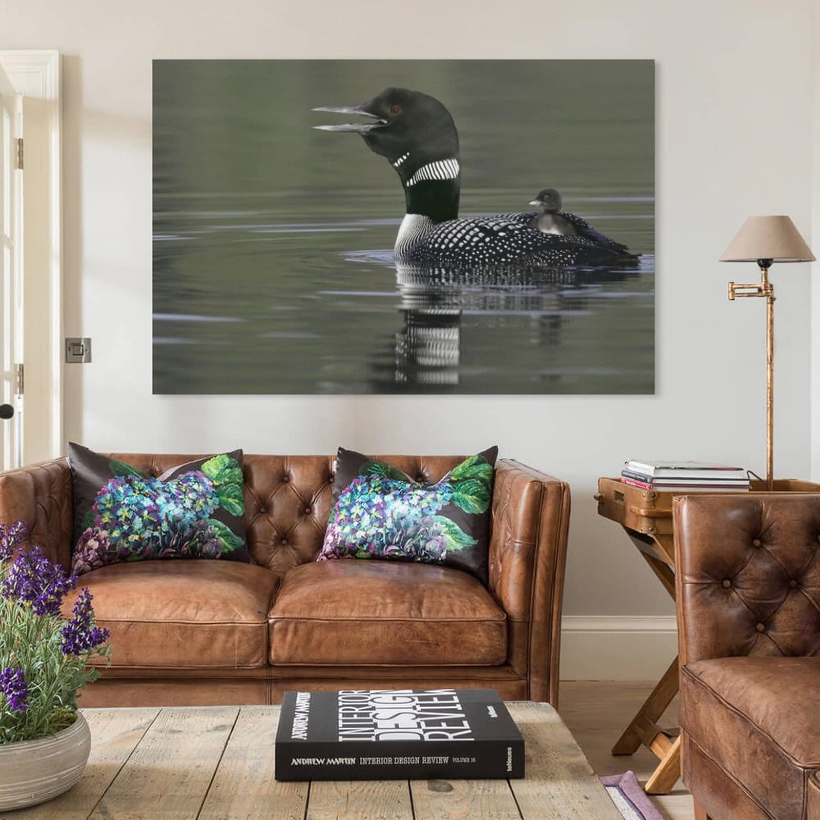 Common Loon with Chick on Water Back Call Picture Poster Wall Decoration Poster in Kamloops, British Canvas Painting Wall Art Poster for Bedroom Living Room Decor 08x12inch(20x30cm) Unframe-style