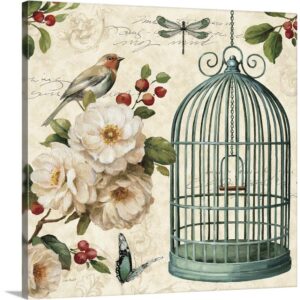 canvas on demand free as a bird i canvas wall art print by lisa audit, traditional, vintage, home decor, wildlife artwork, 16"x16"