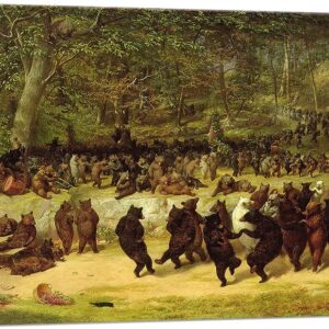 ARTCANVAS The Bear Dance 1850 Canvas Art Print Stretched Framed Painting Picture Poster Giclee Wall Decor by William Holbrook Beard - 18" x 12" (0.75" Deep)