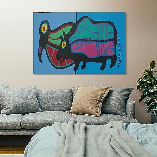 Norval Morrisseau Prints Loon, Fish Worlds Poster Print Photo Art Painting Canvas Poster Home Decorative Bedroom Modern Decor Posters Gifts 08x12inch(20x30cm)