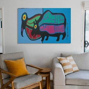 Norval Morrisseau Prints Loon, Fish Worlds Poster Print Photo Art Painting Canvas Poster Home Decorative Bedroom Modern Decor Posters Gifts 08x12inch(20x30cm)