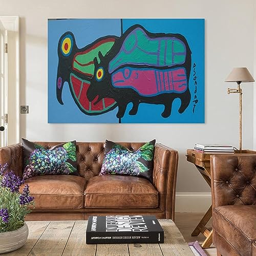 Norval Morrisseau Prints Loon, Fish Worlds Poster Print Photo Art Painting Canvas Poster Home Decorative Bedroom Modern Decor Posters Gifts 08x12inch(20x30cm)