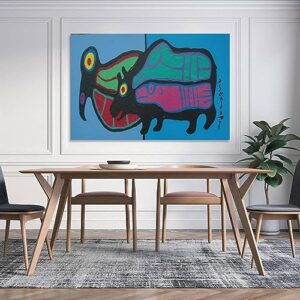 Norval Morrisseau Prints Loon, Fish Worlds Poster Print Photo Art Painting Canvas Poster Home Decorative Bedroom Modern Decor Posters Gifts 08x12inch(20x30cm)