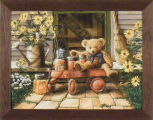 special delivery by doug knutson 22x28 teddy bear honey daisies wagon art print wall décor framed picture