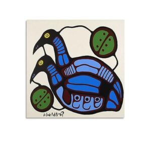 norval morrisseau prints blue loons poster print photo art painting canvas poster home decorative bedroom modern decor posters gifts 24x24inch(60x60cm)