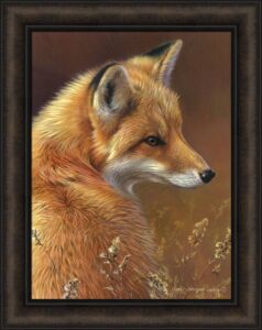 home cabin décor curious red fox by joni johnson-godsy 19x24 wildlife portrait framed art print picture