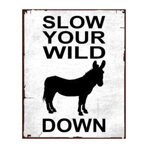 slow your a$$ down - animal wall art decor, funny donkey wall art sign replica print is ideal for home decor, office decor, bar, & cave decor. great novelty sign & fun gift for all! unframed - 8x10