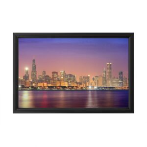 trademark fine art mike jones photo 'chicago dusk full skyline' - backlit led lightbox with metal frame - ready to hang with anti-glare acrylic cover