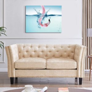 Purple Verbena Art Flamingo in Water Pictures Wall Art Pink Flamingos Animal Canvas Prints Artwork Painting for Home Living Room Bedroom Bathroom Walls Decorations,12x16 inches Picture Frame