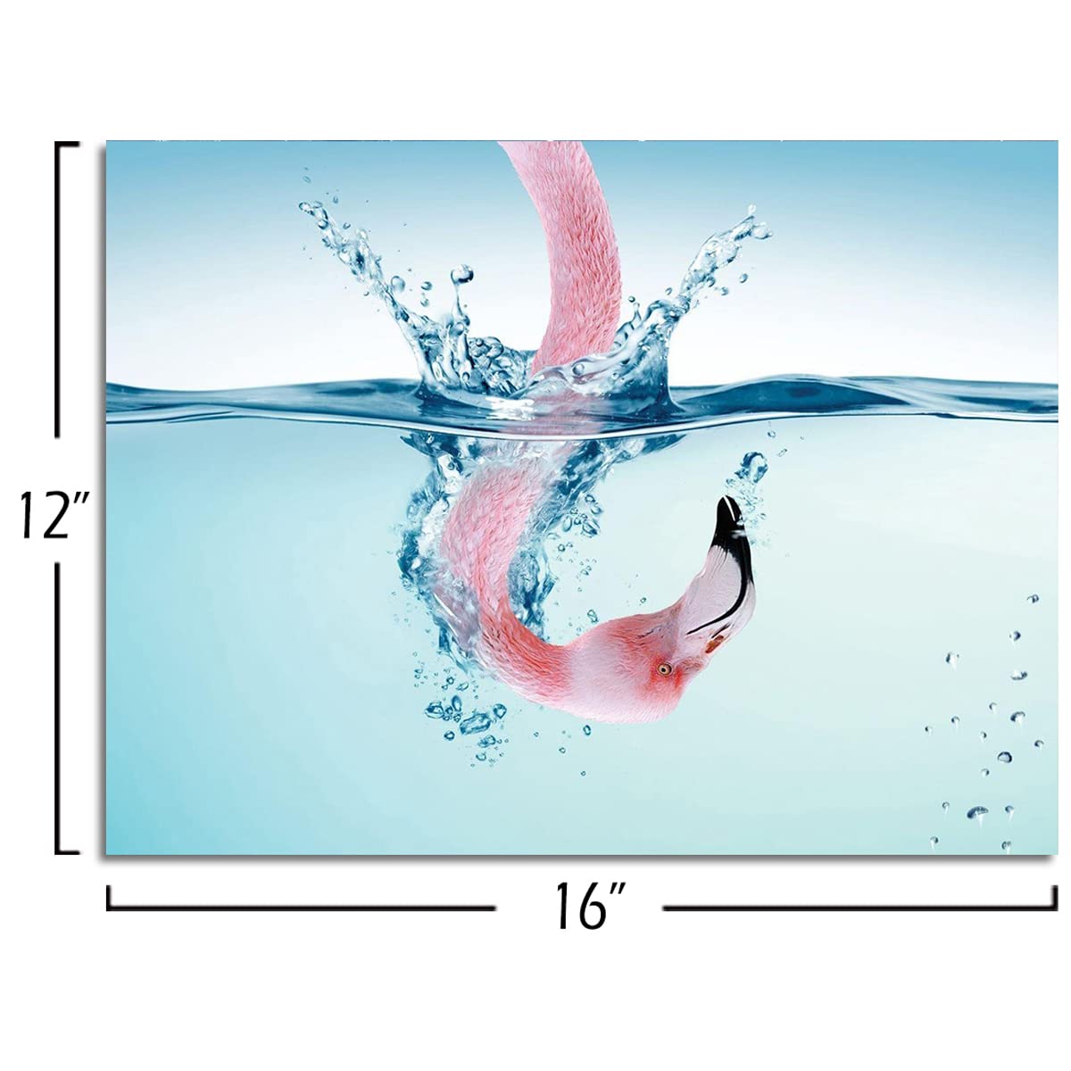 Purple Verbena Art Flamingo in Water Pictures Wall Art Pink Flamingos Animal Canvas Prints Artwork Painting for Home Living Room Bedroom Bathroom Walls Decorations,12x16 inches Picture Frame