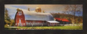 home cabin décor starr farm by lori deiter 16x40 framed art print picture red barn silo pond star photo country farm