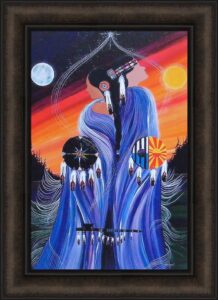 home cabin décor balance by betty albert 16x22 native american indian couple man woman sun moon framed art print picture