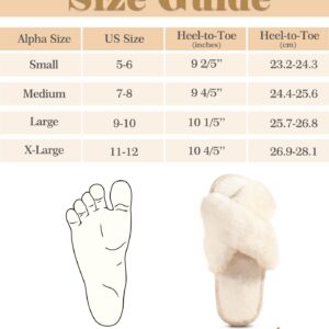 Ankis Women White Fuzzy Fluffy Slippers Soft Cozy Plush Memory Foam Slipper Open Toe Bedroom Comfy Cross Band for Womens