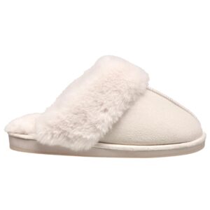 Nine West Scuff Slippers For Women, Extra Soft & Comfortable Winter House Shoes, Ivory, Medium 7-8