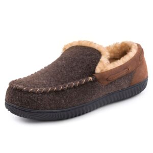 rockdove men's hearthfire memory foam moc slipper, size 9 us men, mocha