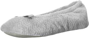 isotoner womens moisture wicking and suede sole for comfort slipper, light grey, 8-9 us