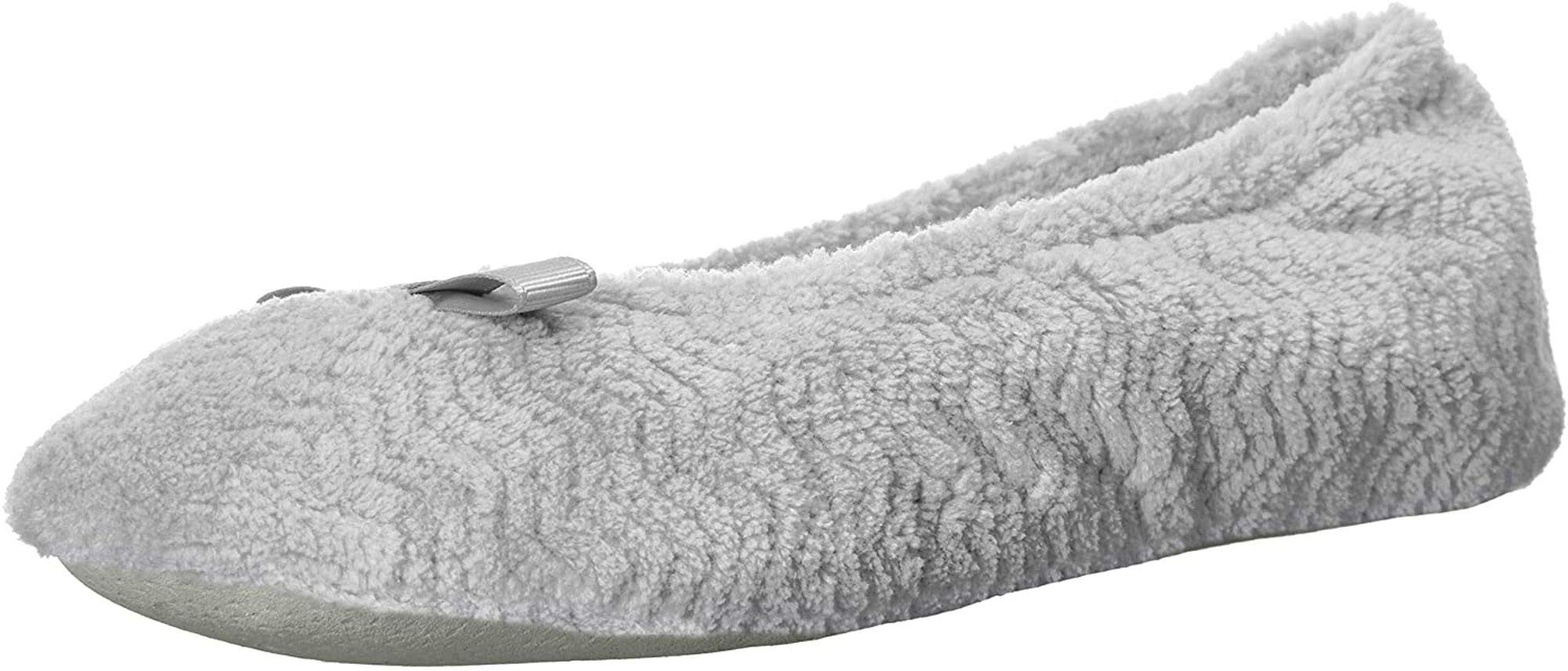 Isotoner Womens Moisture Wicking And Suede Sole For Comfort Slipper, Light Grey, 8-9 US